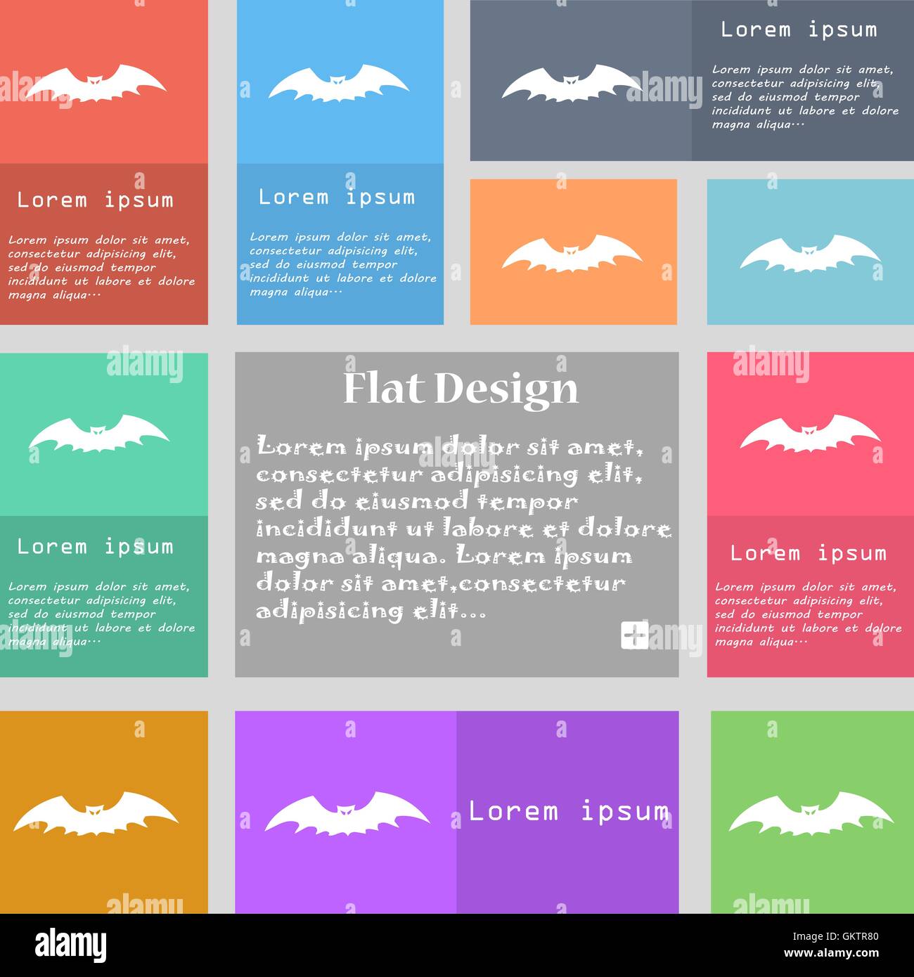 bat icon sign. Set of multicolored buttons with space for text. Vector ...