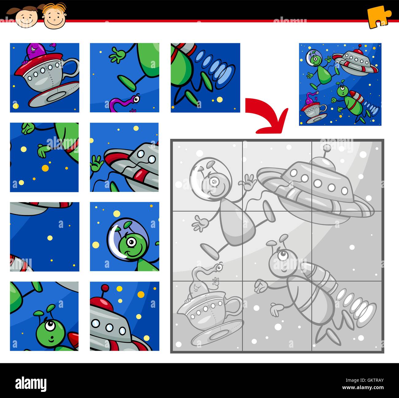ufo aliens jigsaw puzzle game Stock Vector Image & Art - Alamy