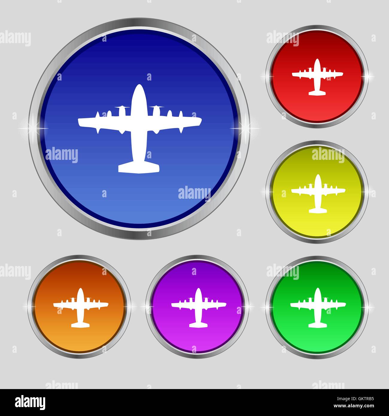 aircraft icon sign. Round symbol on bright colourful buttons. Vector ...
