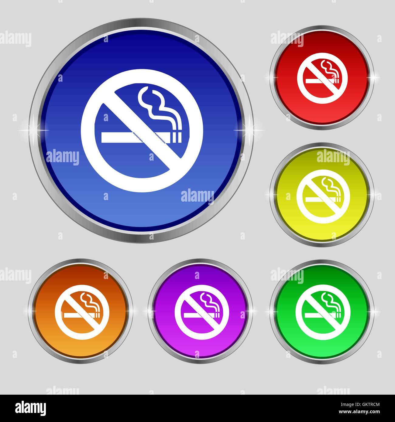 no smoking icon sign. Round symbol on bright colourful buttons. Vector ...