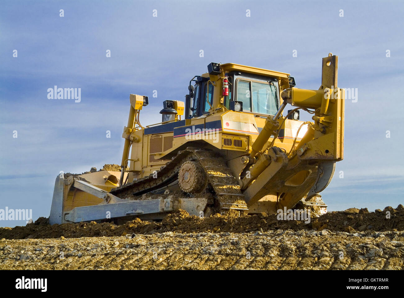 Rear View Of Bulldozer On Construction Site Stock Photo - Alamy