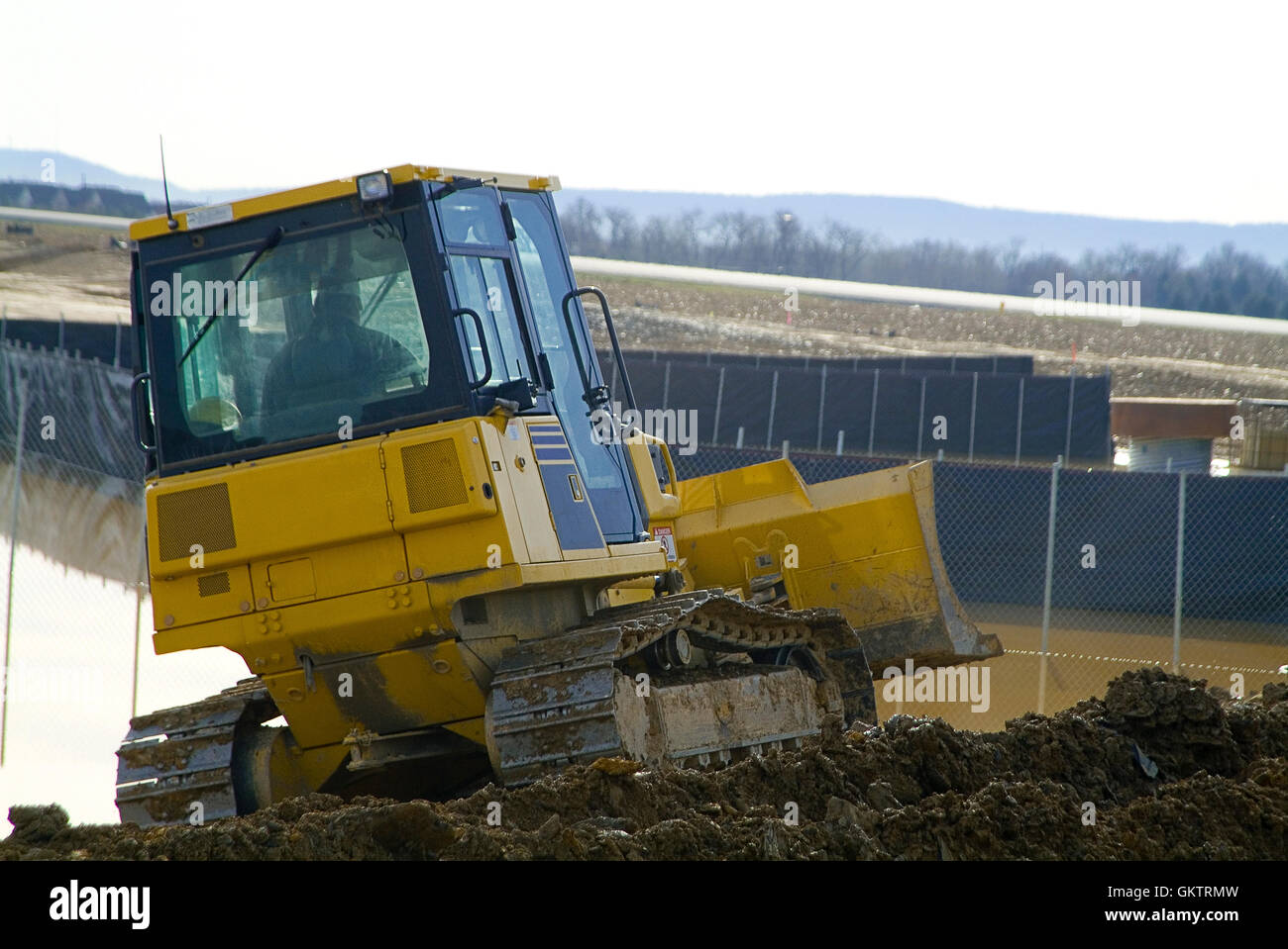 Rear View Of Bulldozer On Construction Site Stock Photo - Alamy