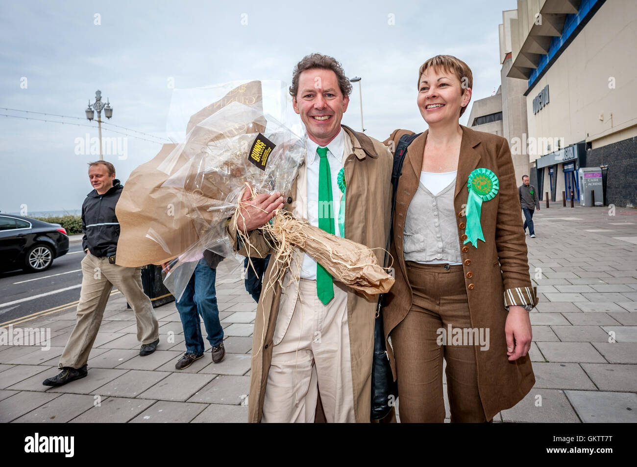 Caroline Lucas MP, on the night she was elected to Parliament, with ...