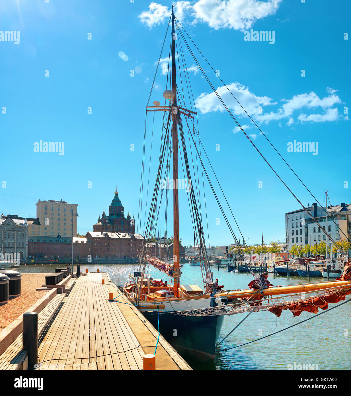 Jetty with sailing ship in old town. Helsinki, Finland Stock Photo - Alamy