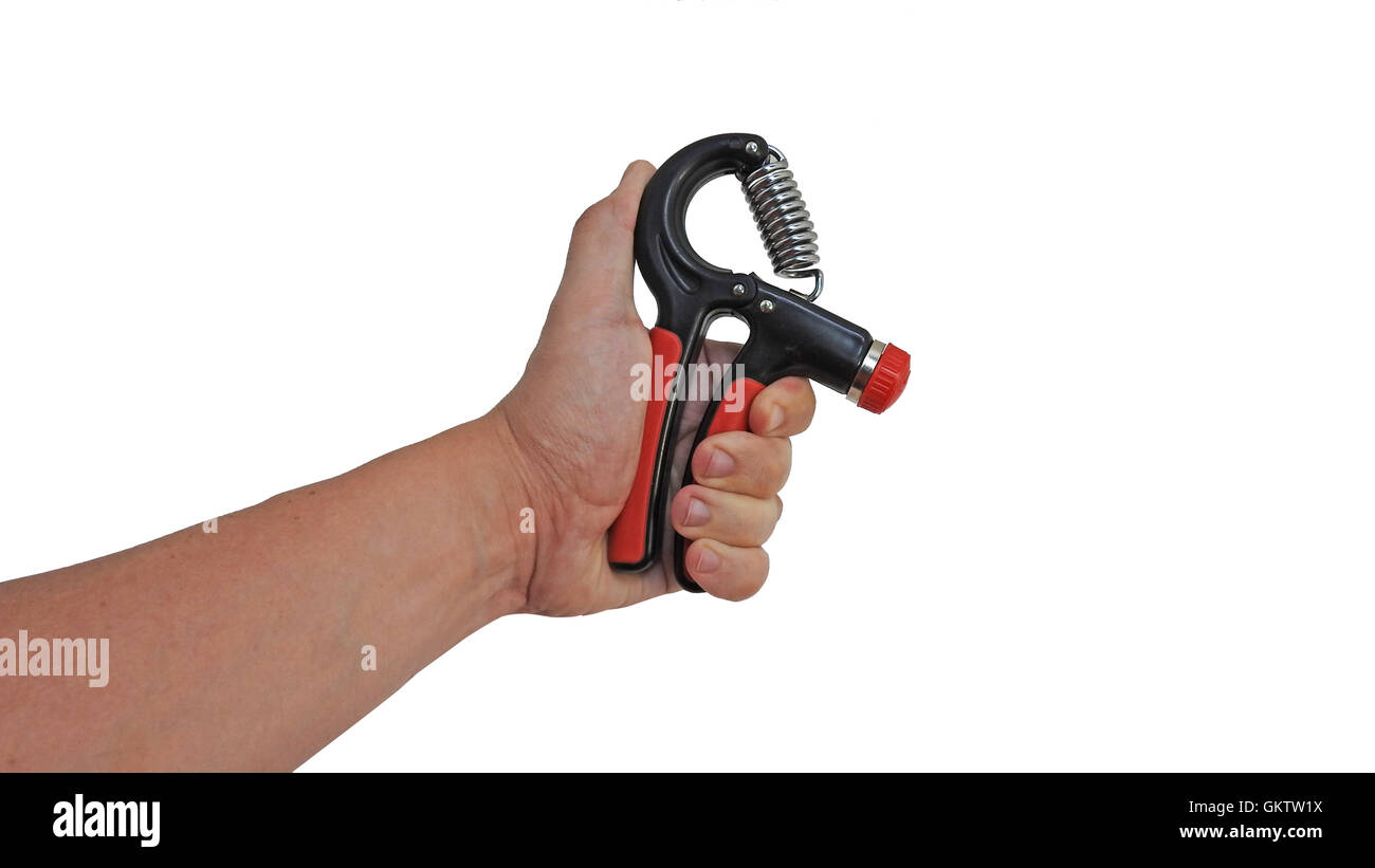 Red hand expander Stock Photo - Alamy