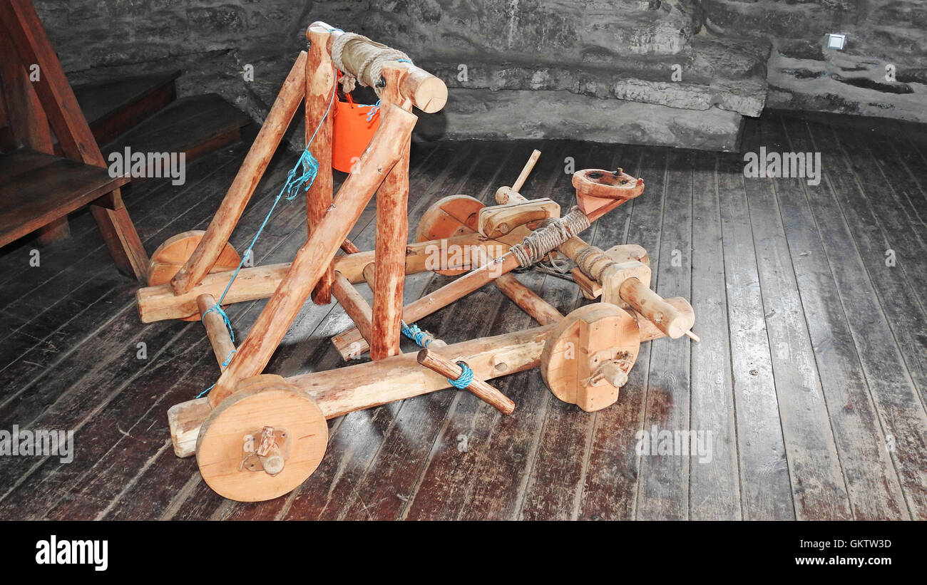 Model of wooden catapult Stock Photo - Alamy