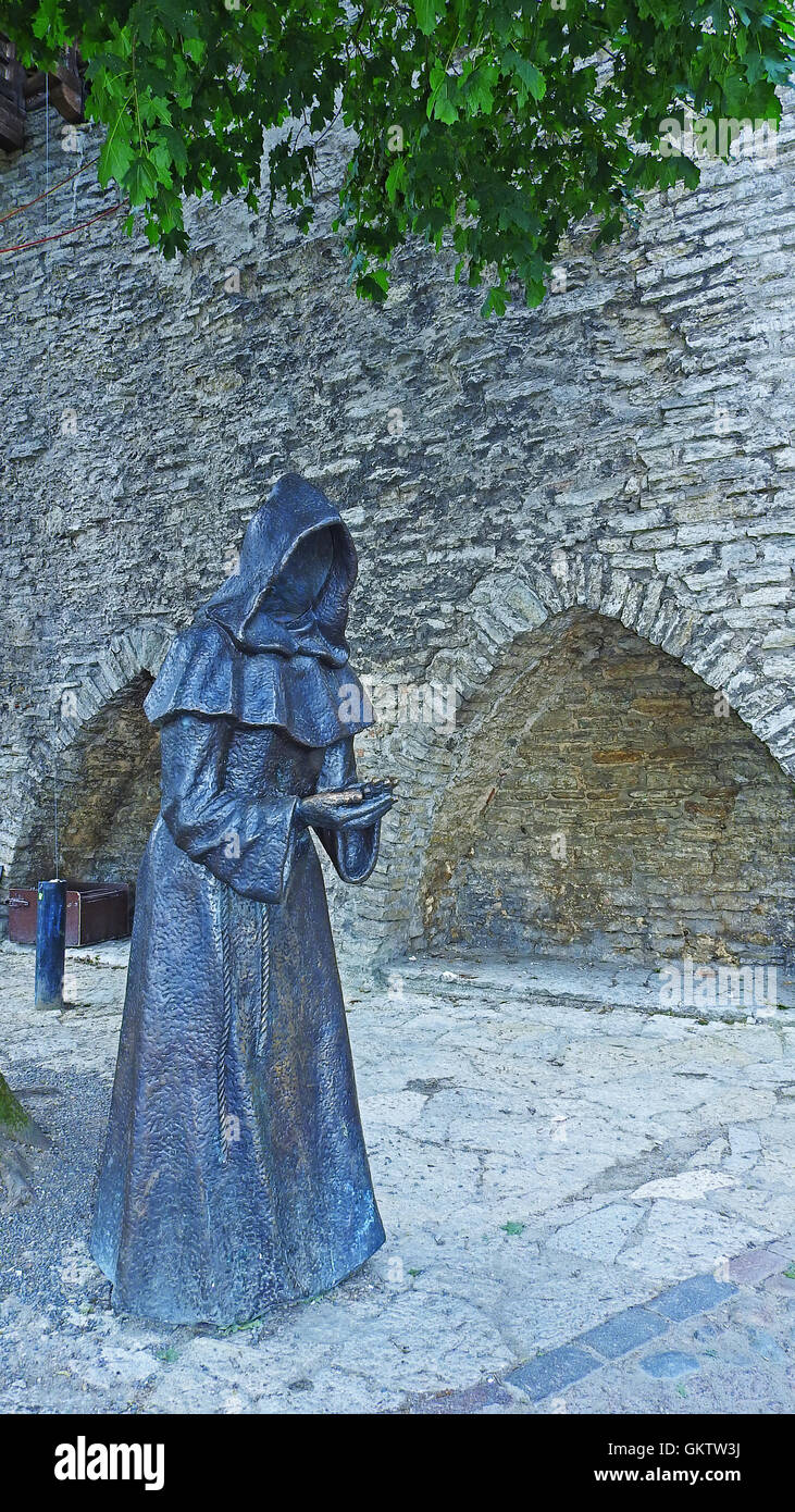 Metal statue of monk in Tallinn Stock Photo - Alamy