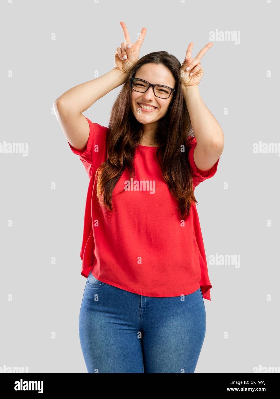Portrait of a lovely woman making a silly face Stock Photo - Alamy