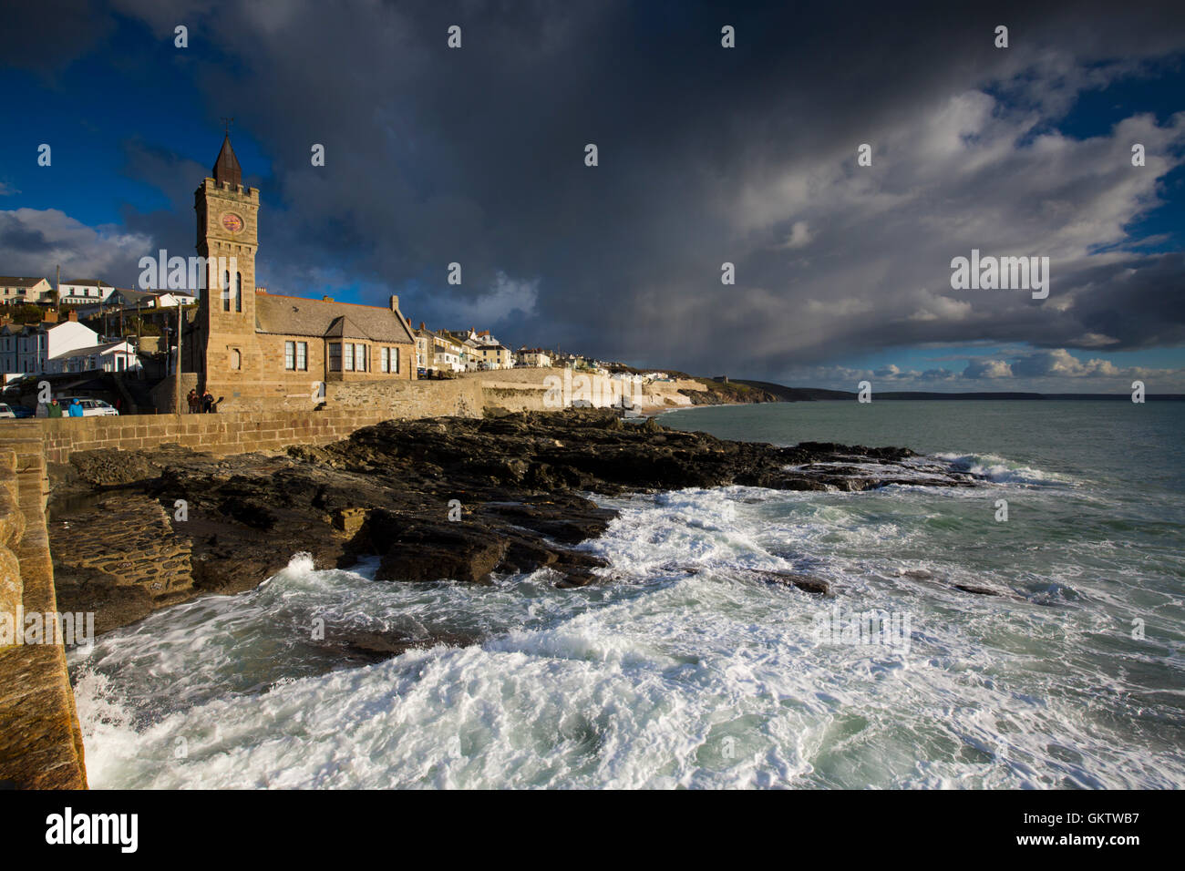Porthleven; Clock Tower and Shore; Cornwall; UK Stock Photo - Alamy