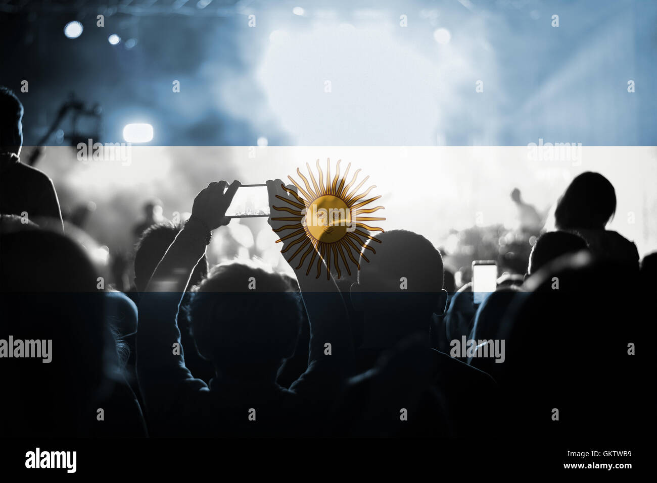 live music concert with blending Argentina flag on fans Stock Photo - Alamy