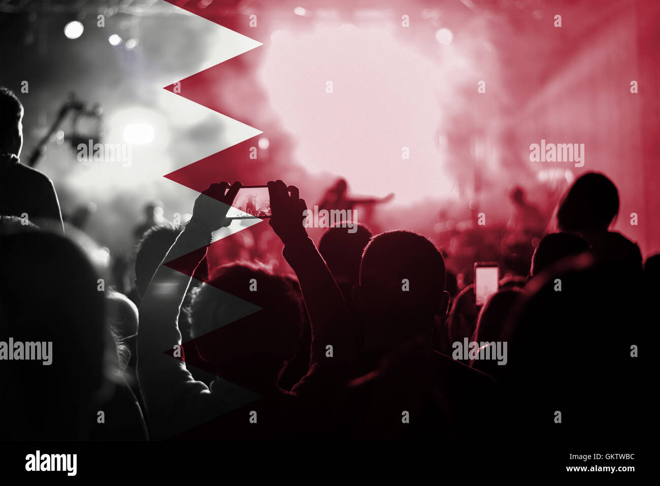 live music concert with blending Bahrain flag on fans Stock Photo - Alamy