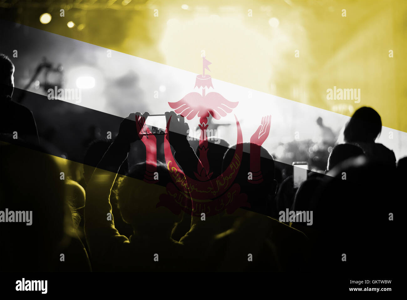 live music concert with blending Brunei Darussalam flag on fans Stock ...