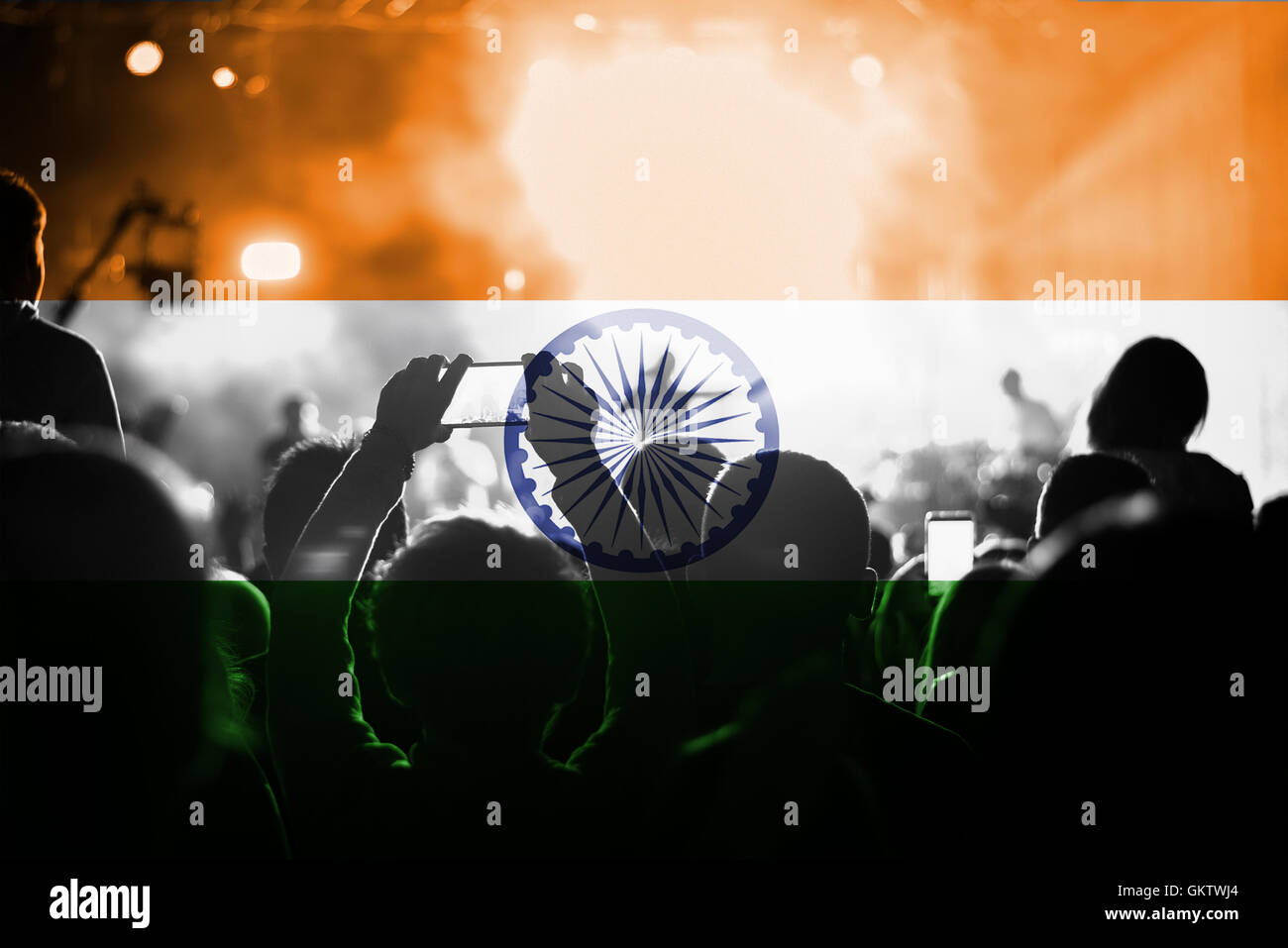 live music concert with blending India flag on fans Stock Photo - Alamy