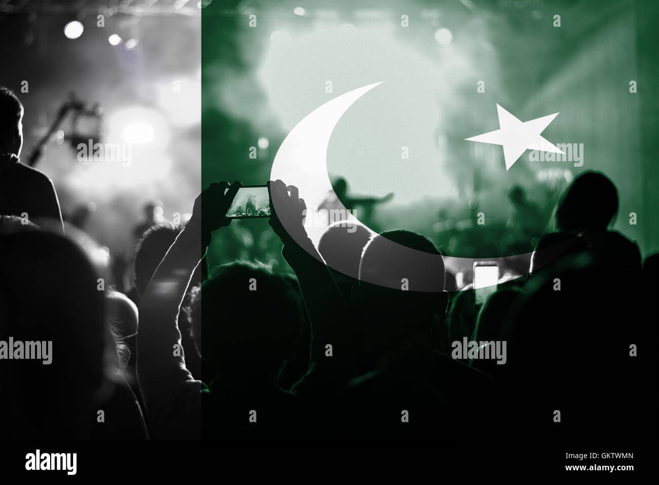 live music concert with blending Pakistan flag on fans Stock Photo - Alamy