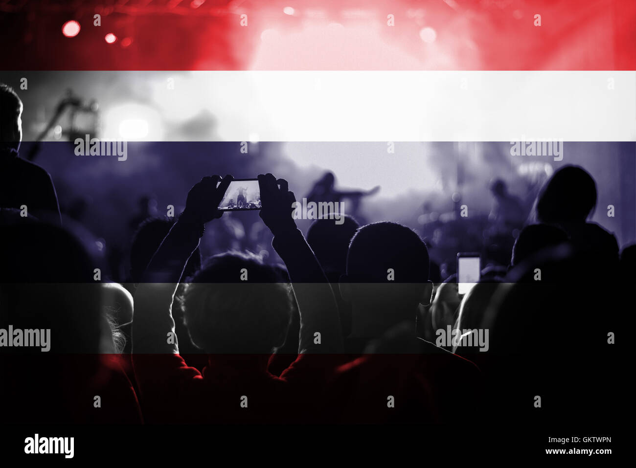 live music concert with blending Thailand flag on fans Stock Photo - Alamy