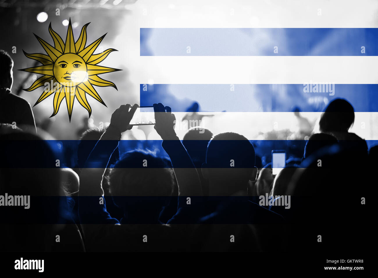 live music concert with blending Uruguay flag on fans Stock Photo - Alamy