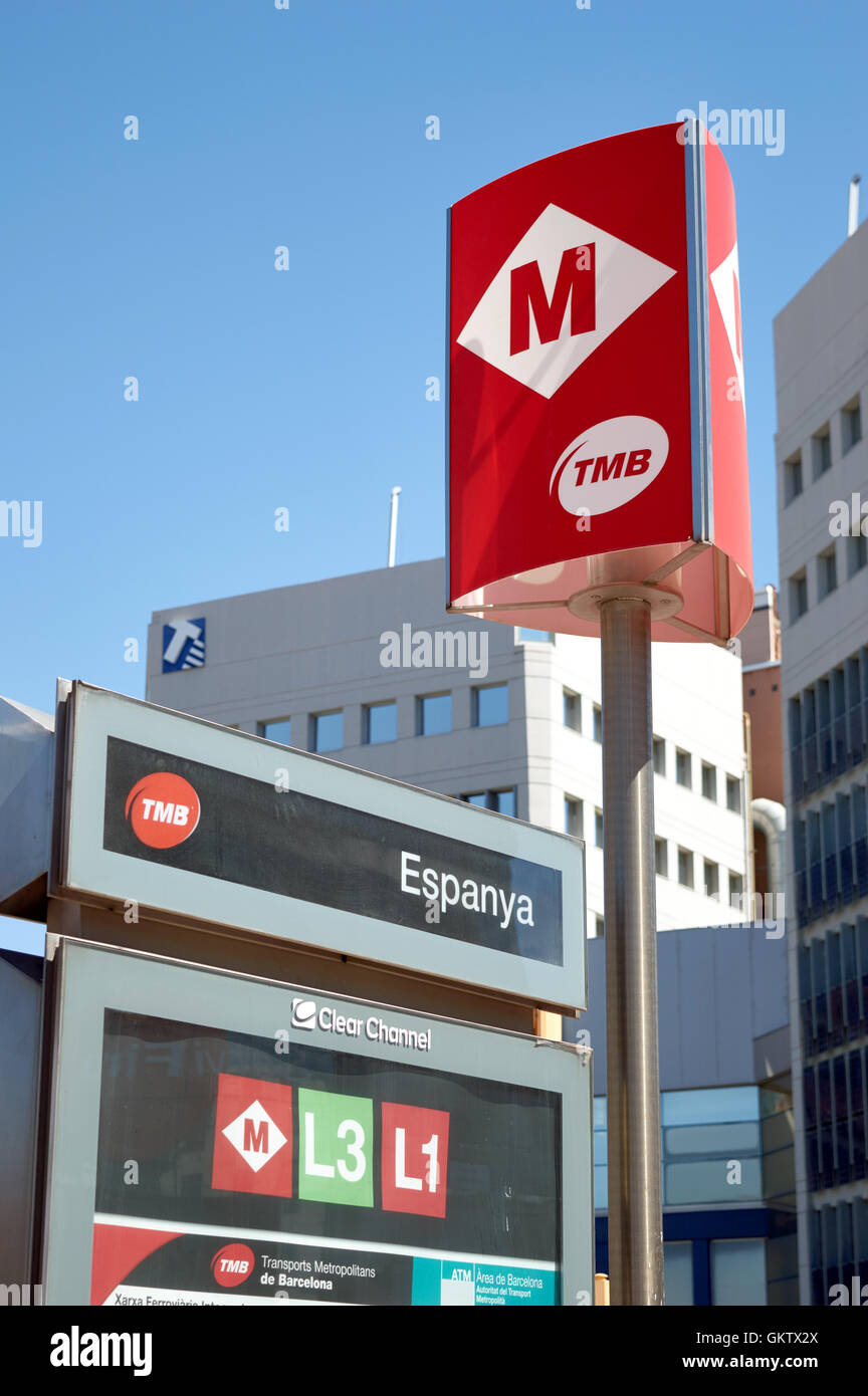 Plaza De Espana Metro sign. Barcelona, Spain Stock Photo - Alamy