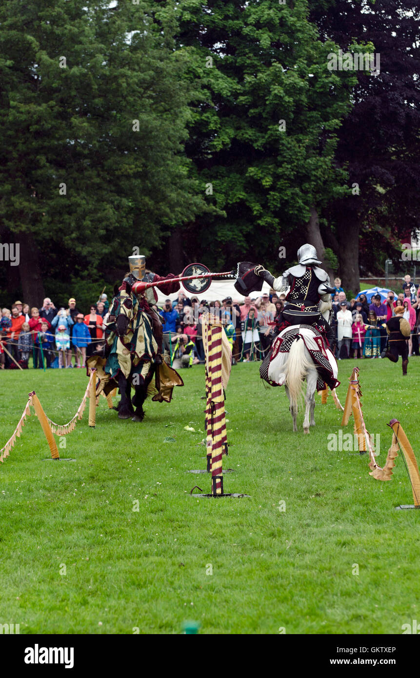 Jousting tournament taking part in the grounds of the royal Linlithgow ...