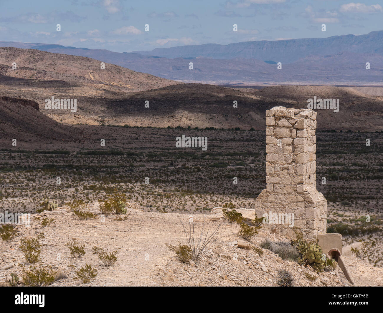 Lonely chimney, Mariscal Mine, River Road, Big Bend National Park ...