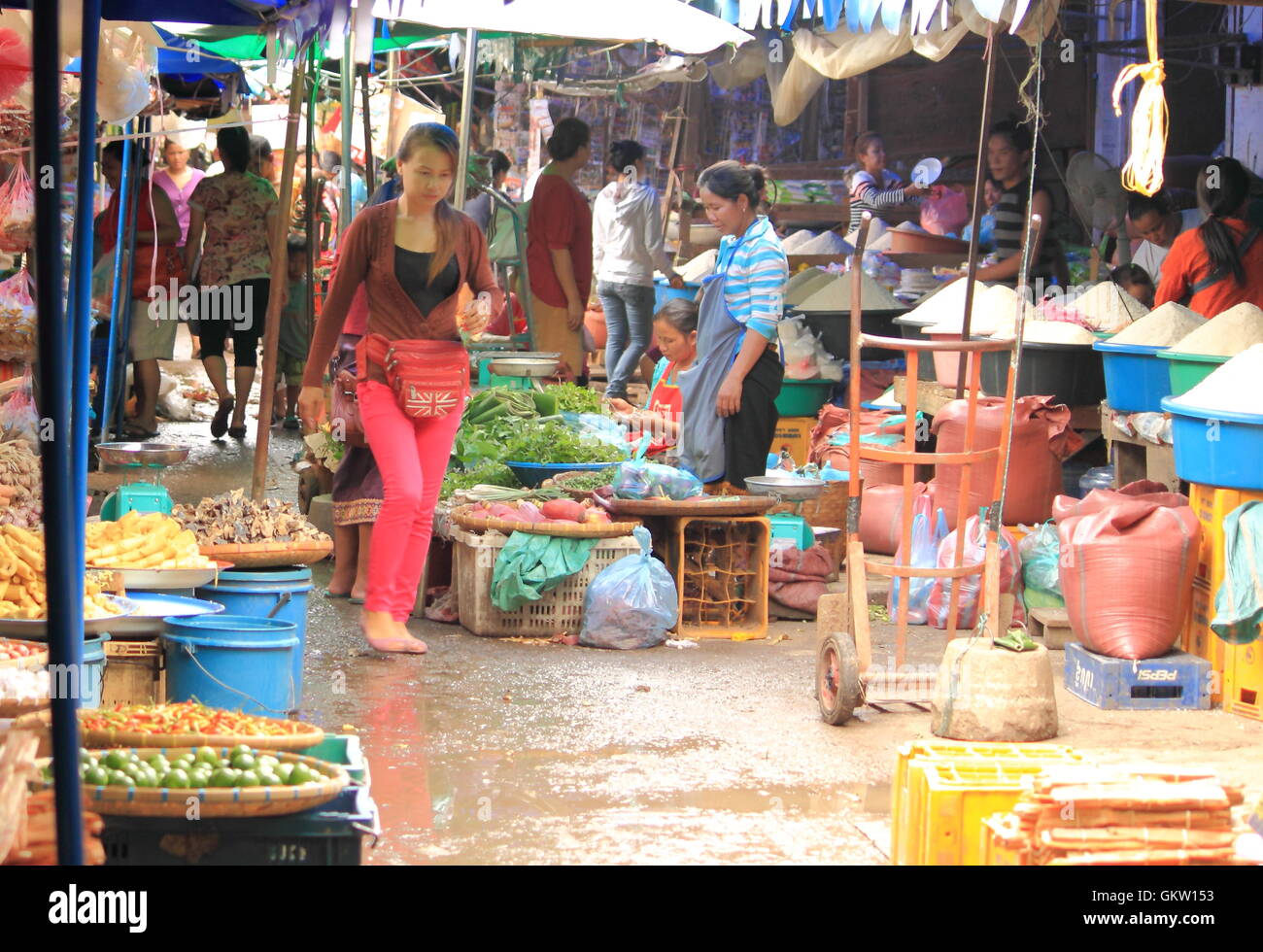 A woman shops at local market in Luang Prabang Laos Stock Photo - Alamy