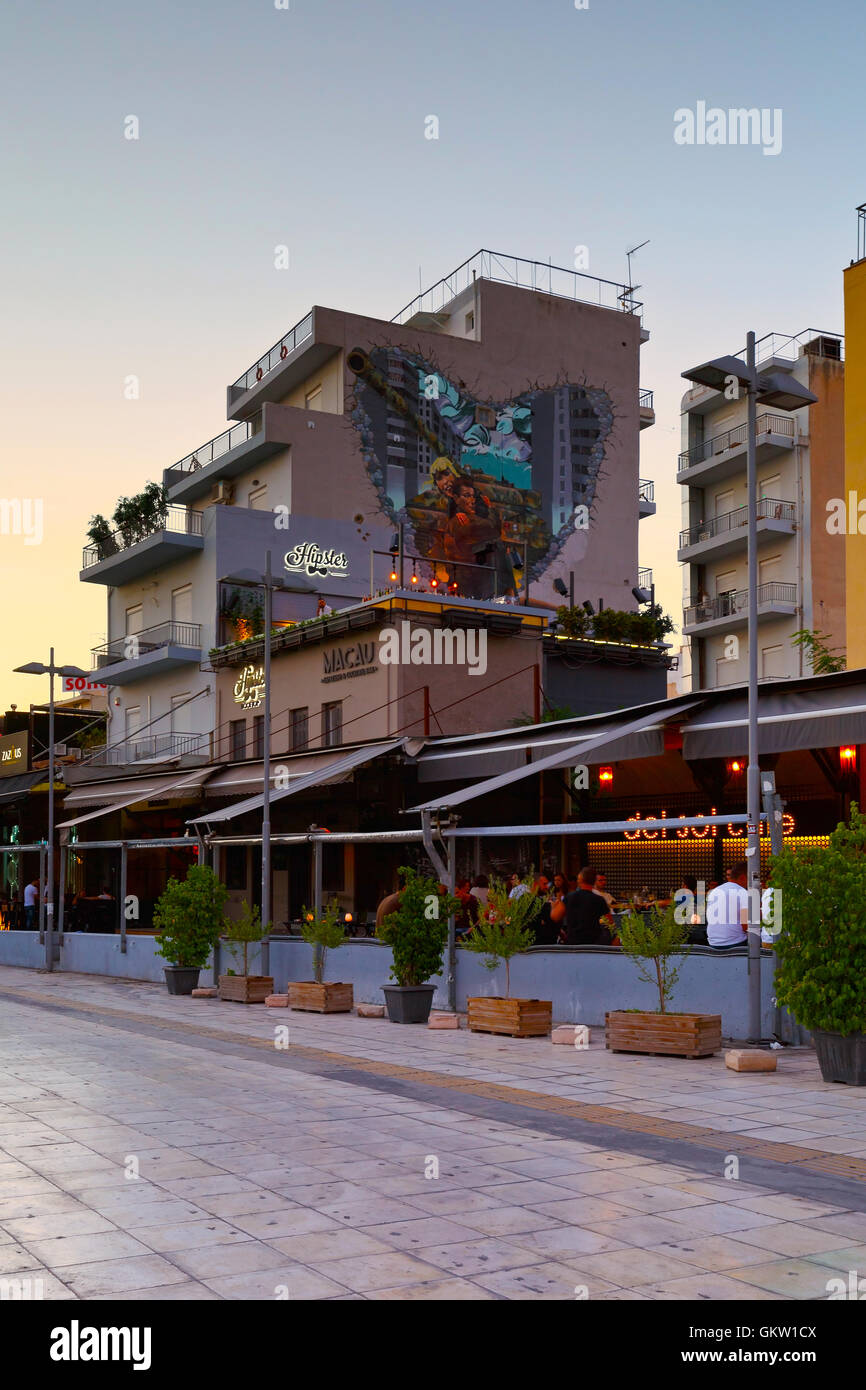 Pubs and coffee shops in Gazi neighbourhood of Athens, Greece Stock ...