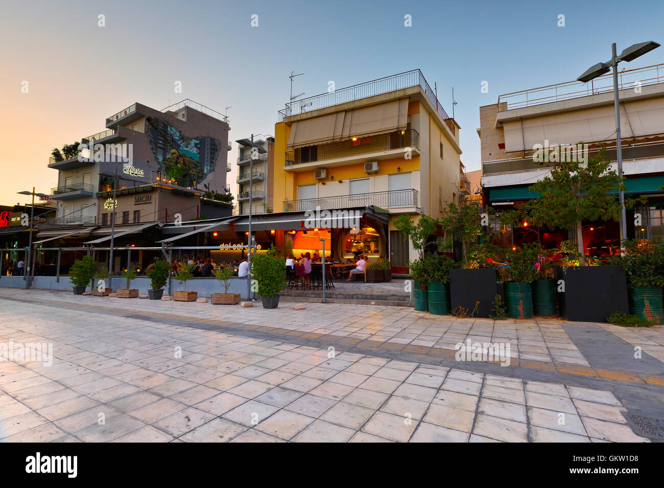 Pubs and coffee shops in Gazi neighbourhood of Athens, Greece Stock ...