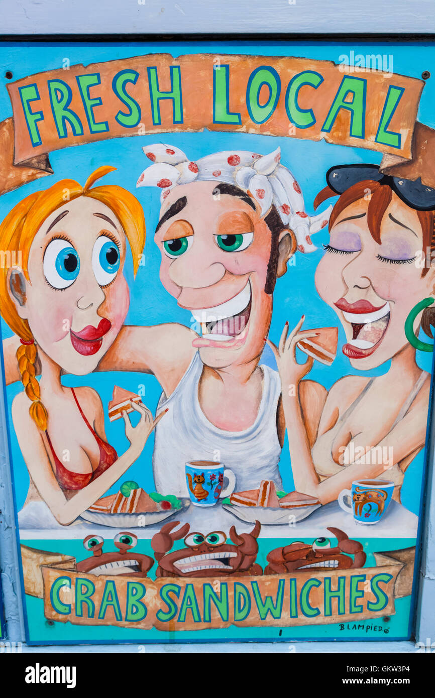 United Kingdom, Channel Islands, Jersey, Cafe Sign Advertising Crab ...