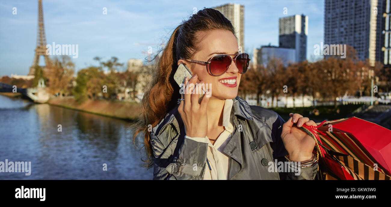 Get your bags ready for the Paris autumn sales. happy young elegant ...