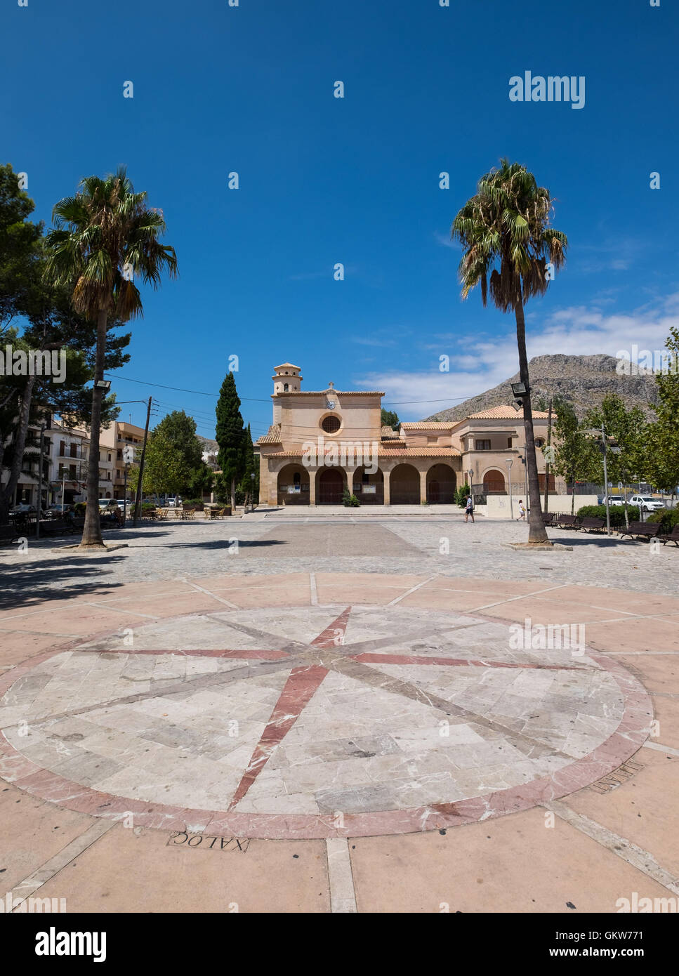 Town Square at Puerto Pollensa, Mallorca / Majorca Balearic Islands ...