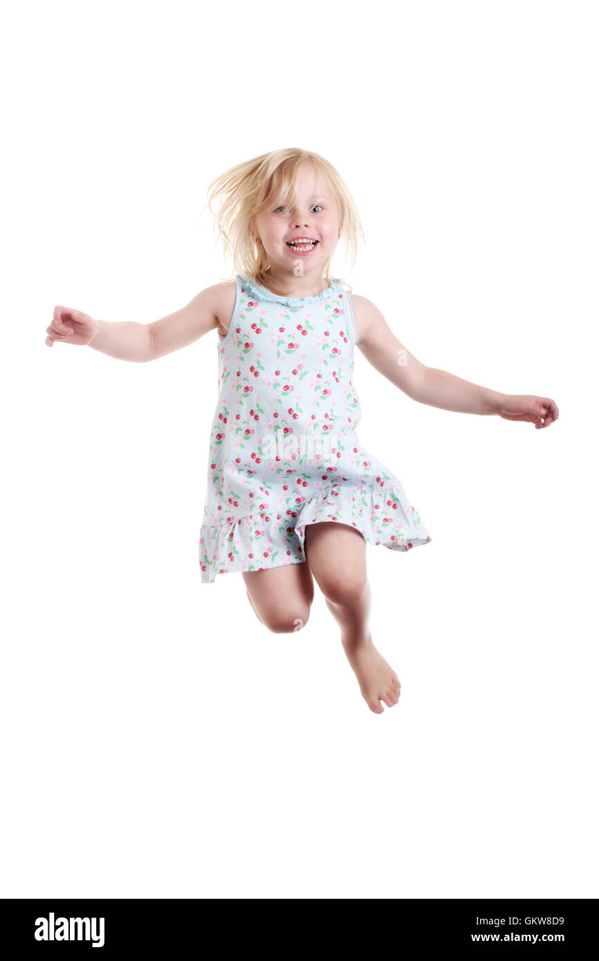 Little girl jumping Cut Out Stock Images & Pictures - Alamy