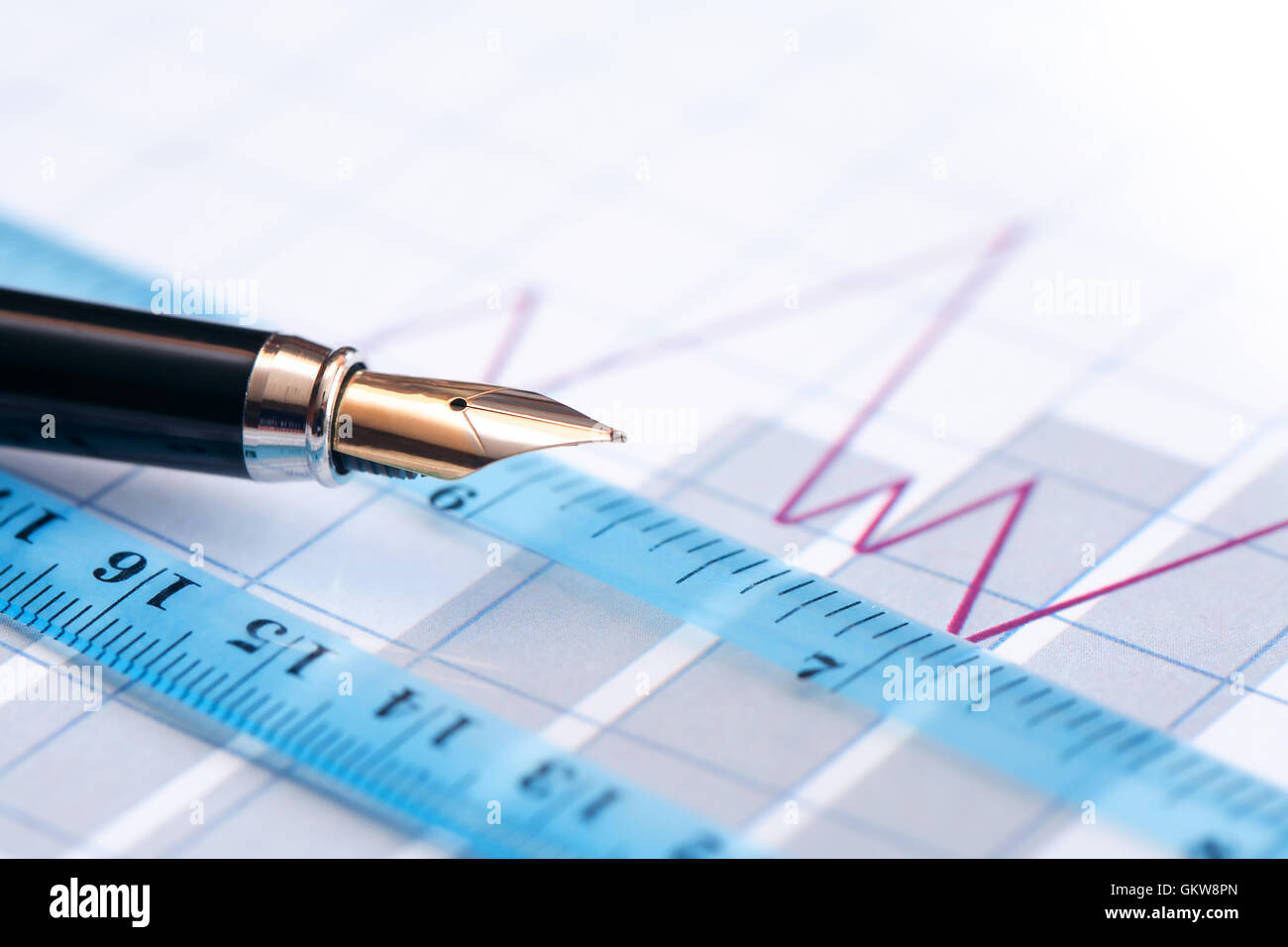 Pen And Ruler Stock Photo - Alamy