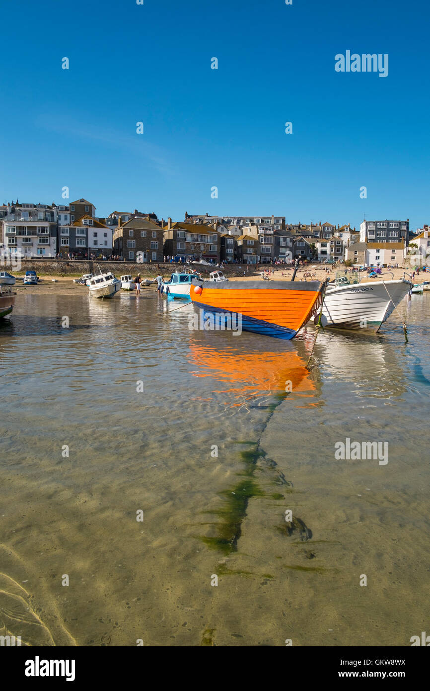 orange boat reflection number 3584 Stock Photo - Alamy