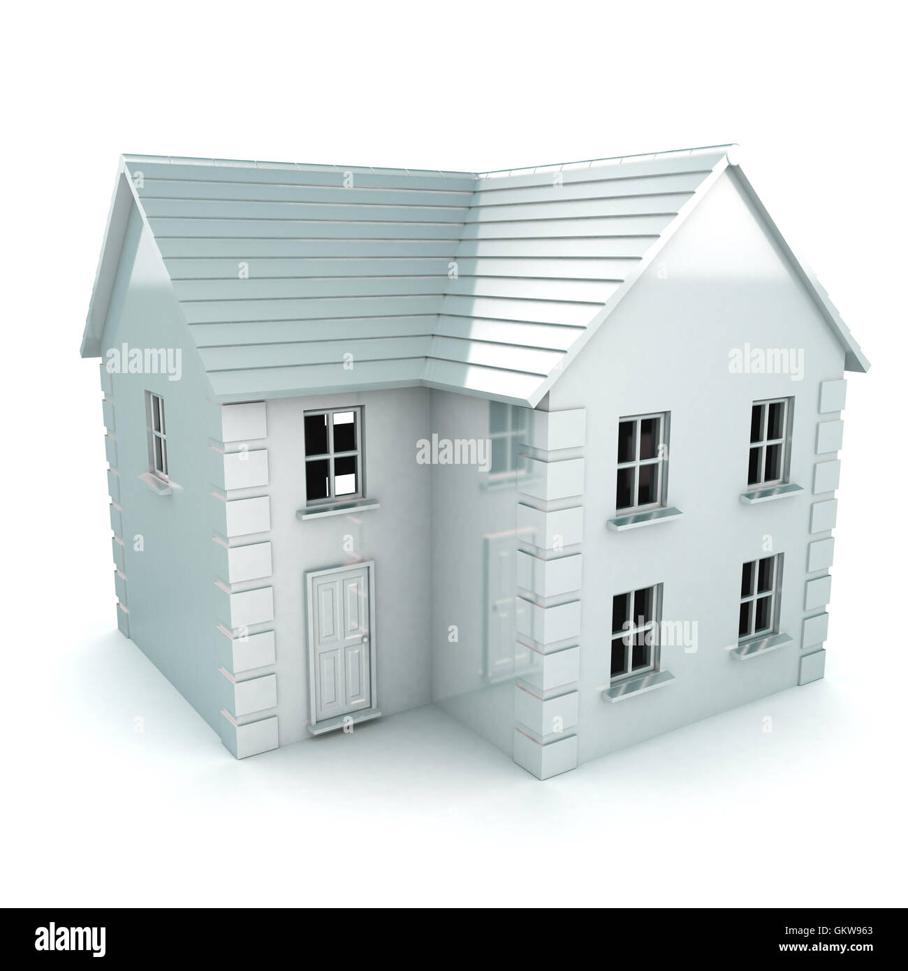 White Rendered House Stock Photo - Alamy