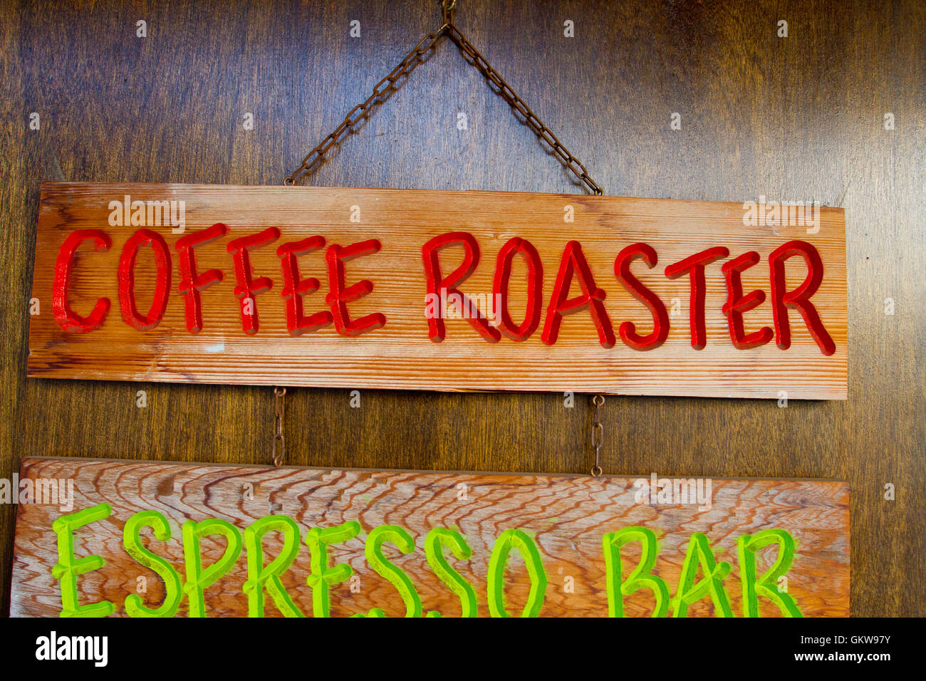 Coffee Roaster Wood Sign Stock Photo - Alamy