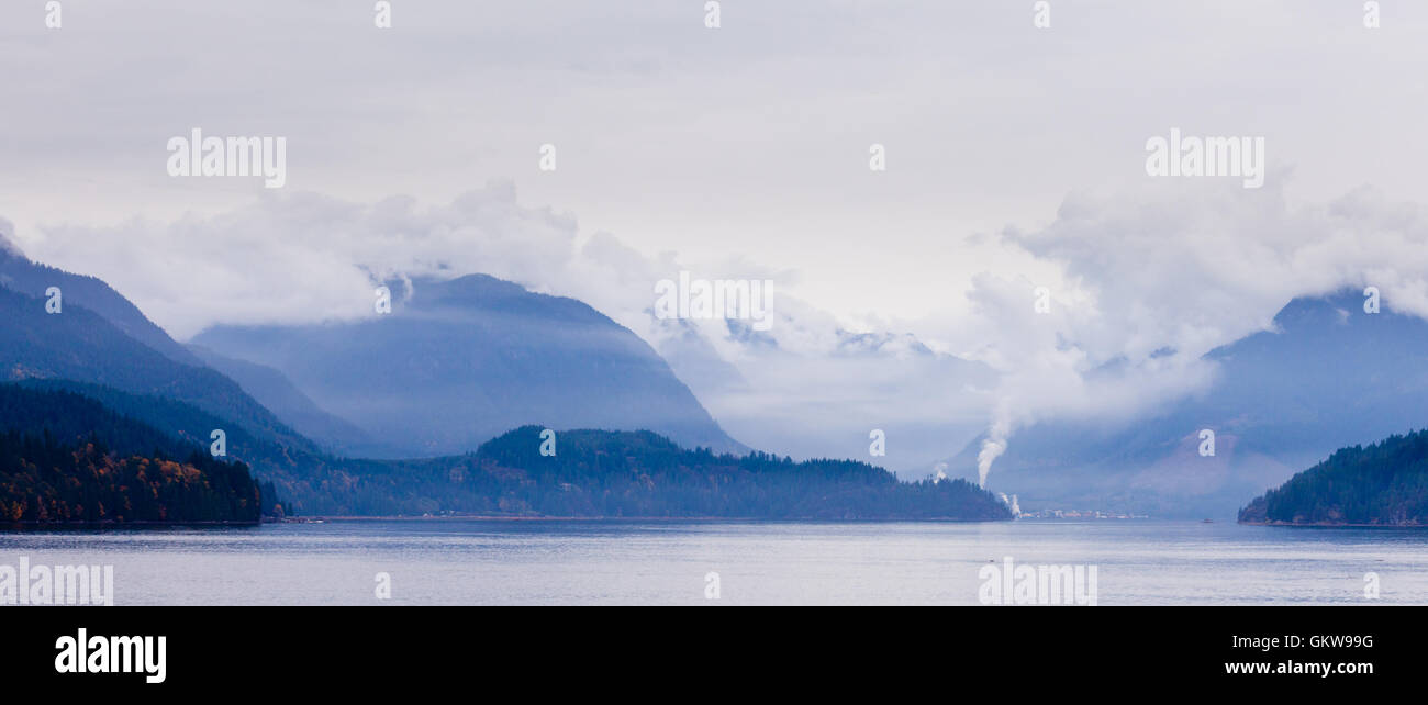 Rain clouds on coastal mountain ranges BC Canada Stock Photo - Alamy
