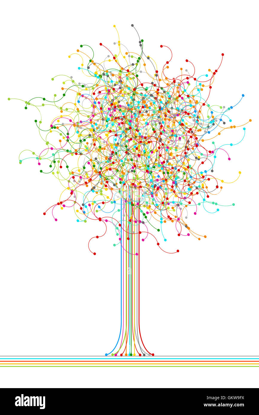 Colored abstract network tree Stock Photo - Alamy