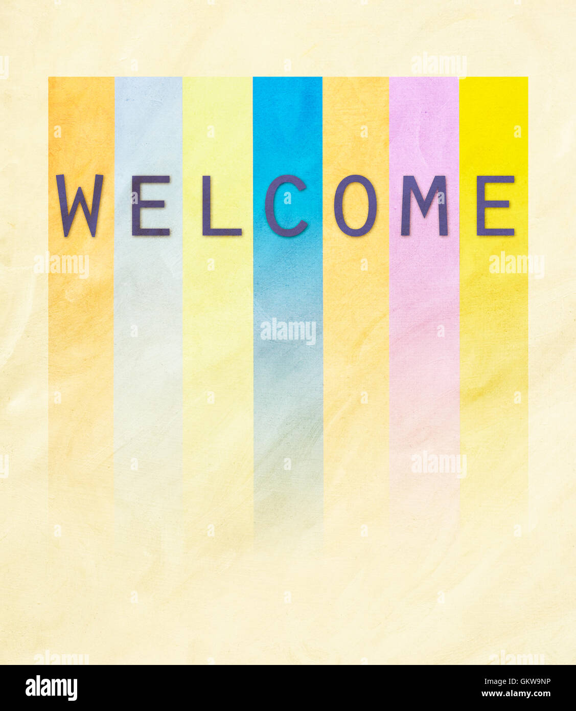 Welcome word on colorful textured paper Stock Photo - Alamy
