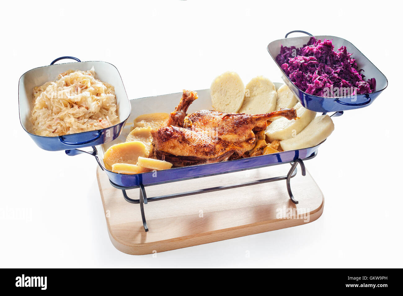 Roasted duck with dumplings and cabbage Stock Photo - Alamy