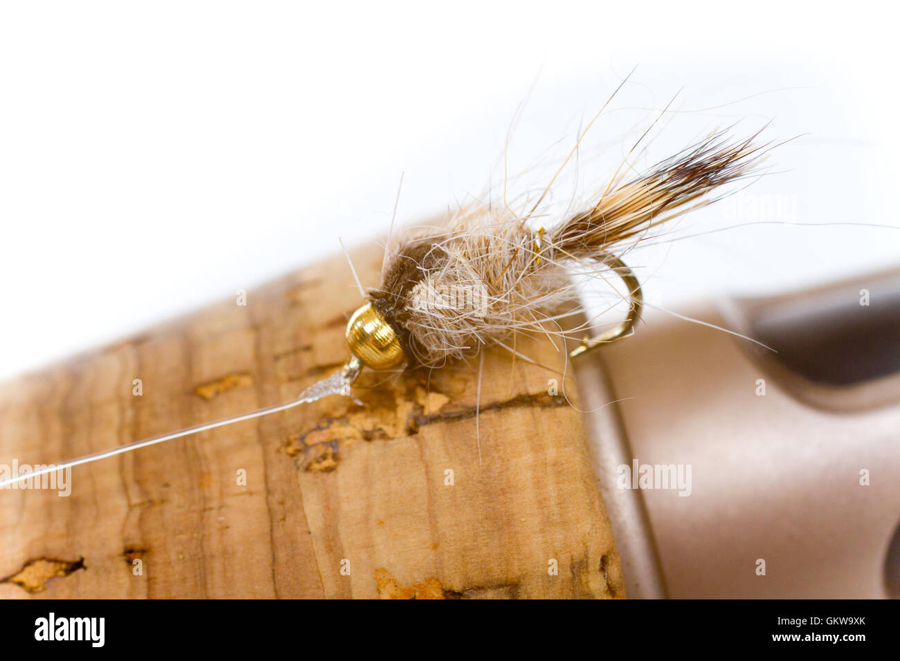 Hares Ear Nymph on Fly Rod Stock Photo - Alamy