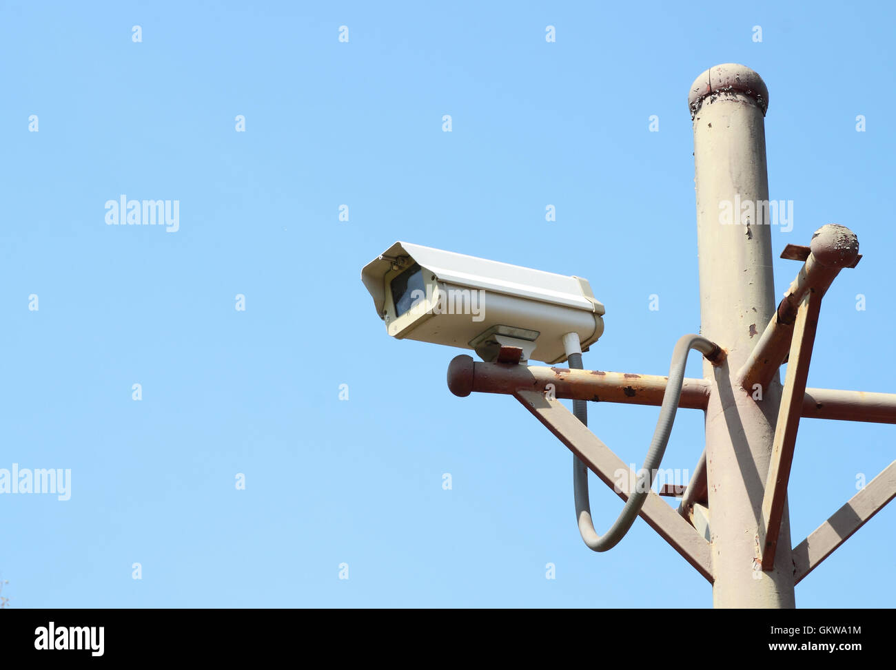 CCTV security camera on pole Stock Photo - Alamy