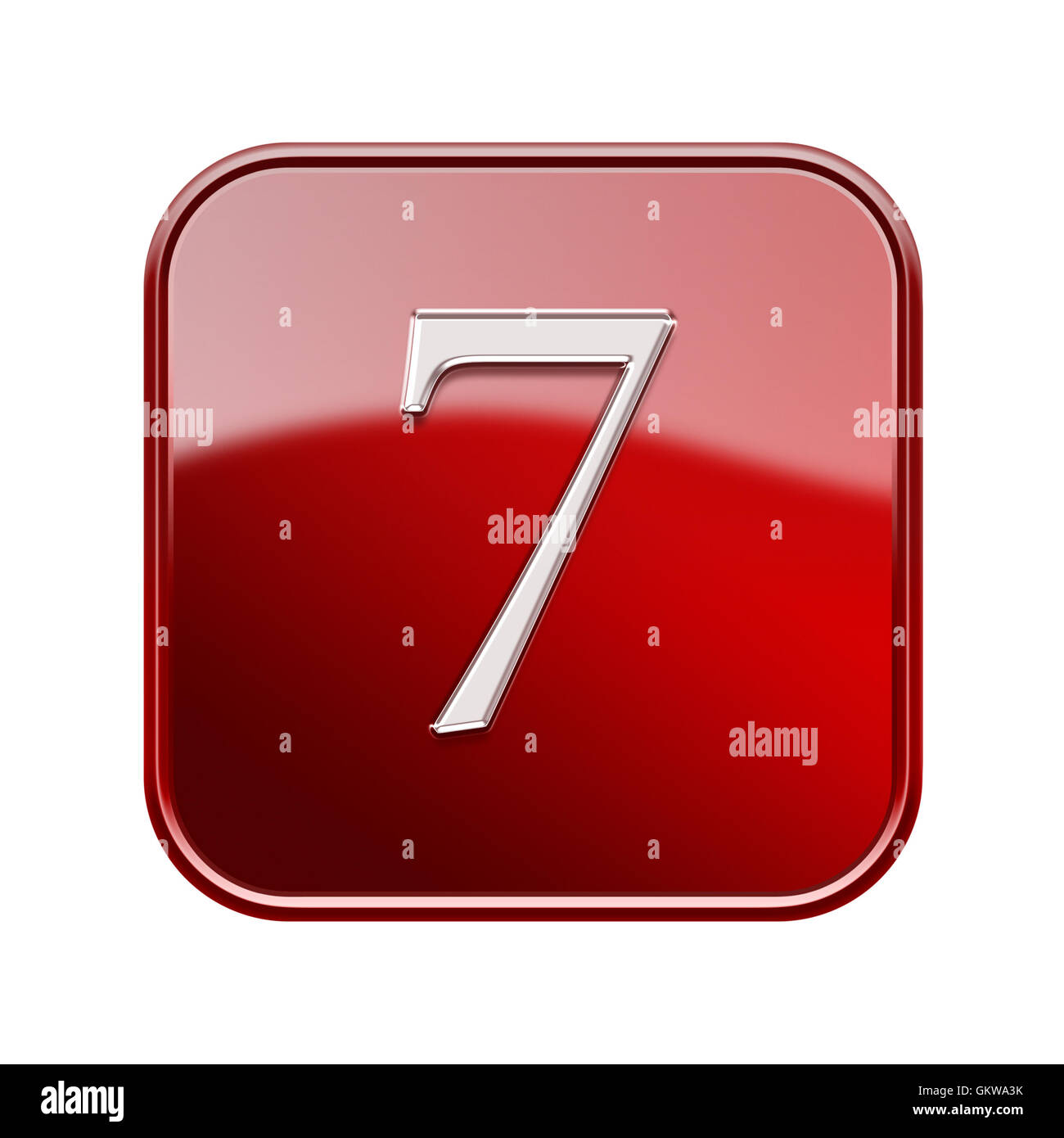 Number seven red glossy, isolated on white background Stock Photo - Alamy