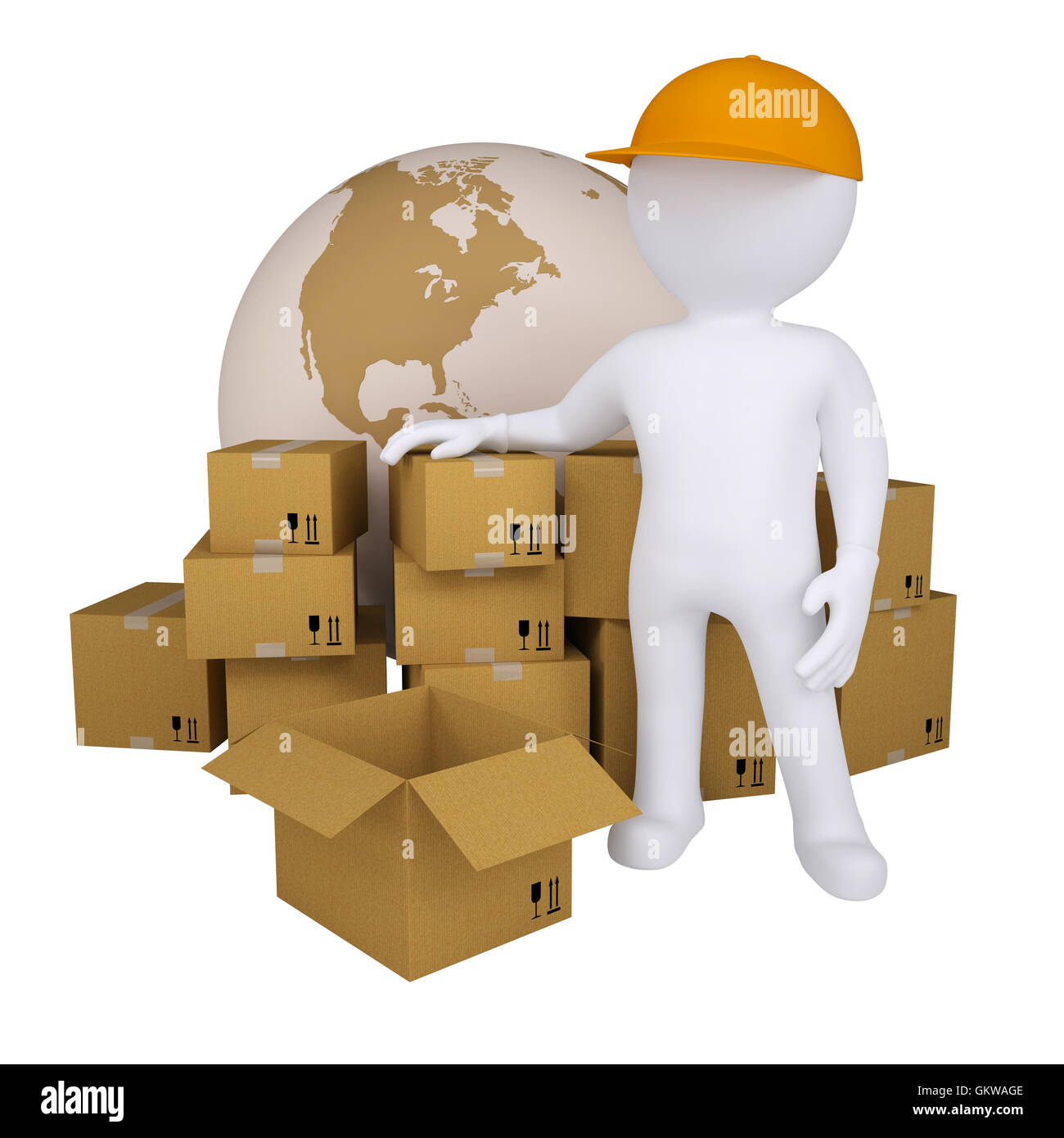 3d man standing near the boxes Stock Photo - Alamy