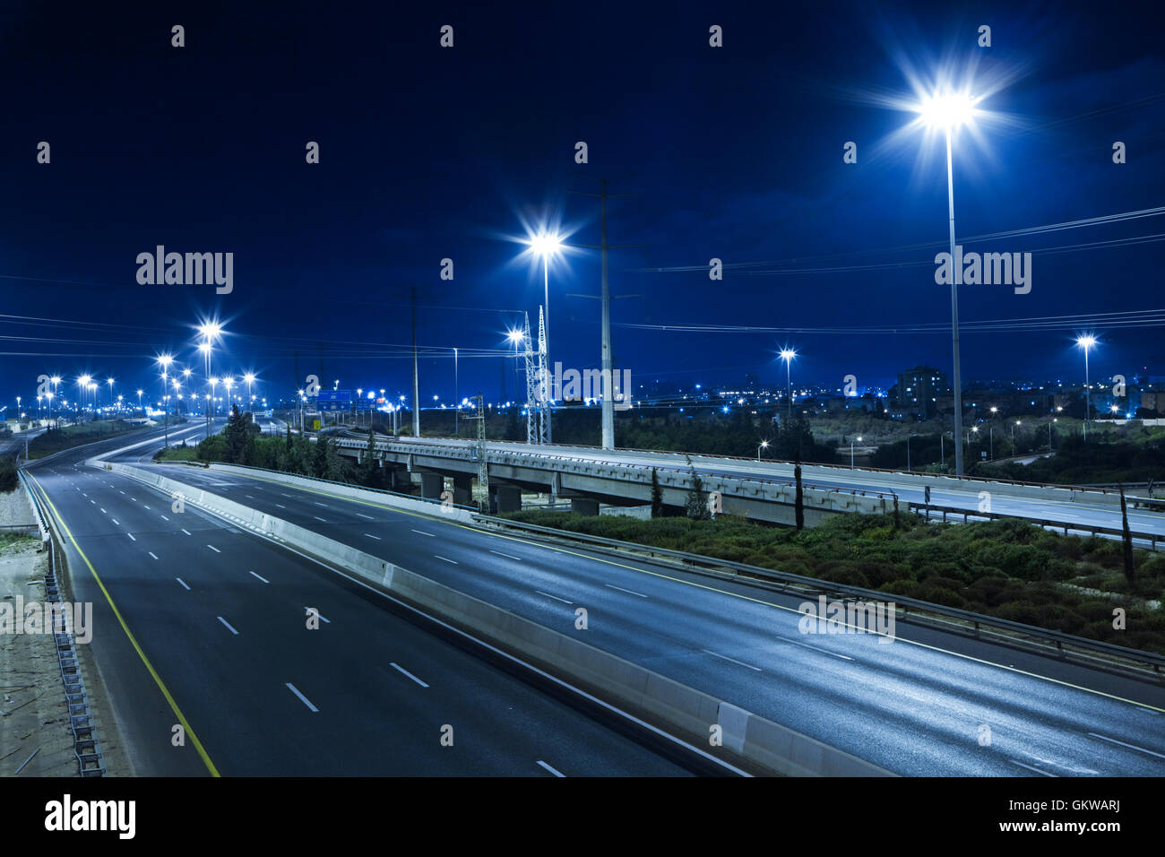 Highway at Night Stock Photo - Alamy