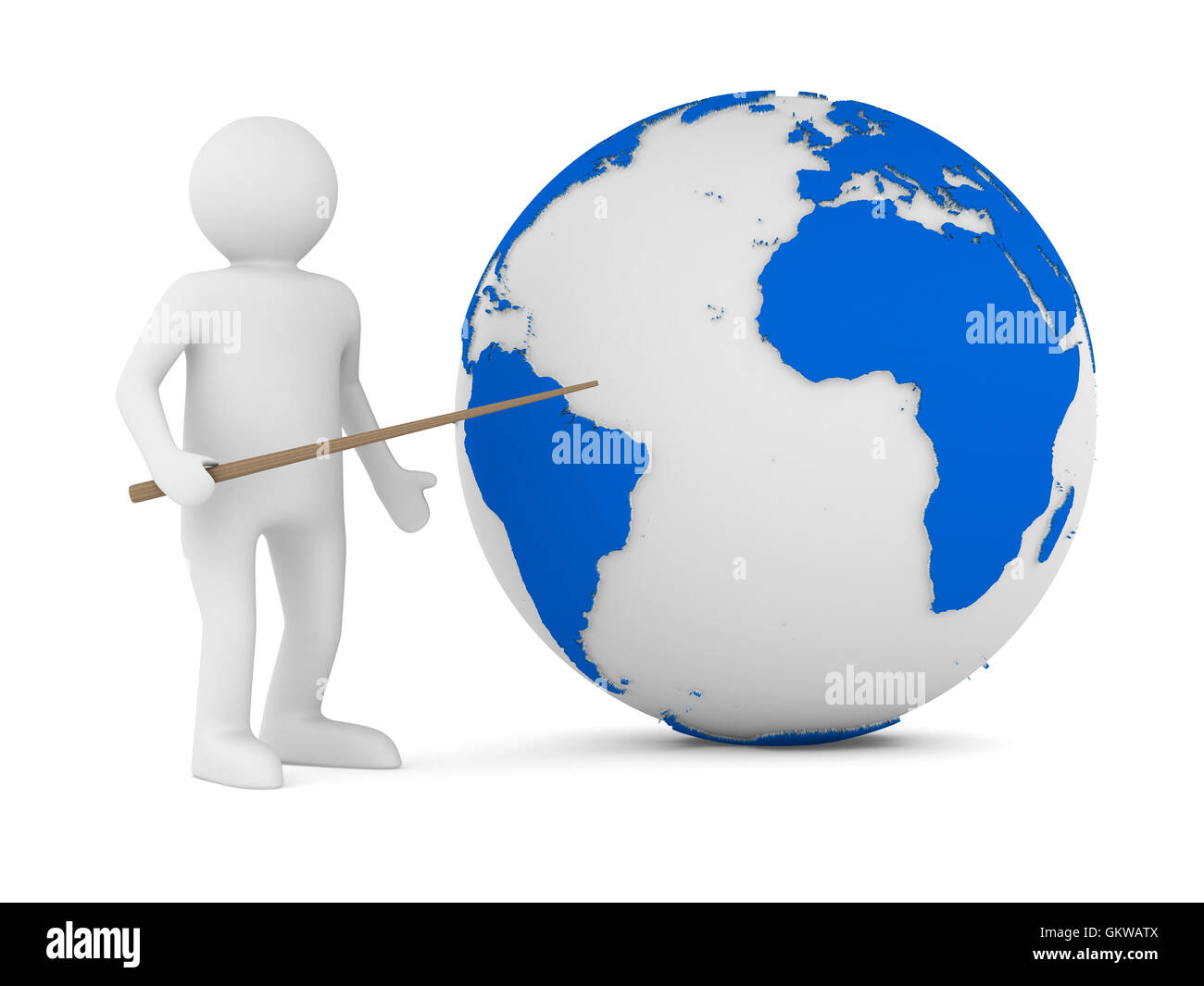 Men with pointer on white. Isolated 3d image Stock Photo - Alamy
