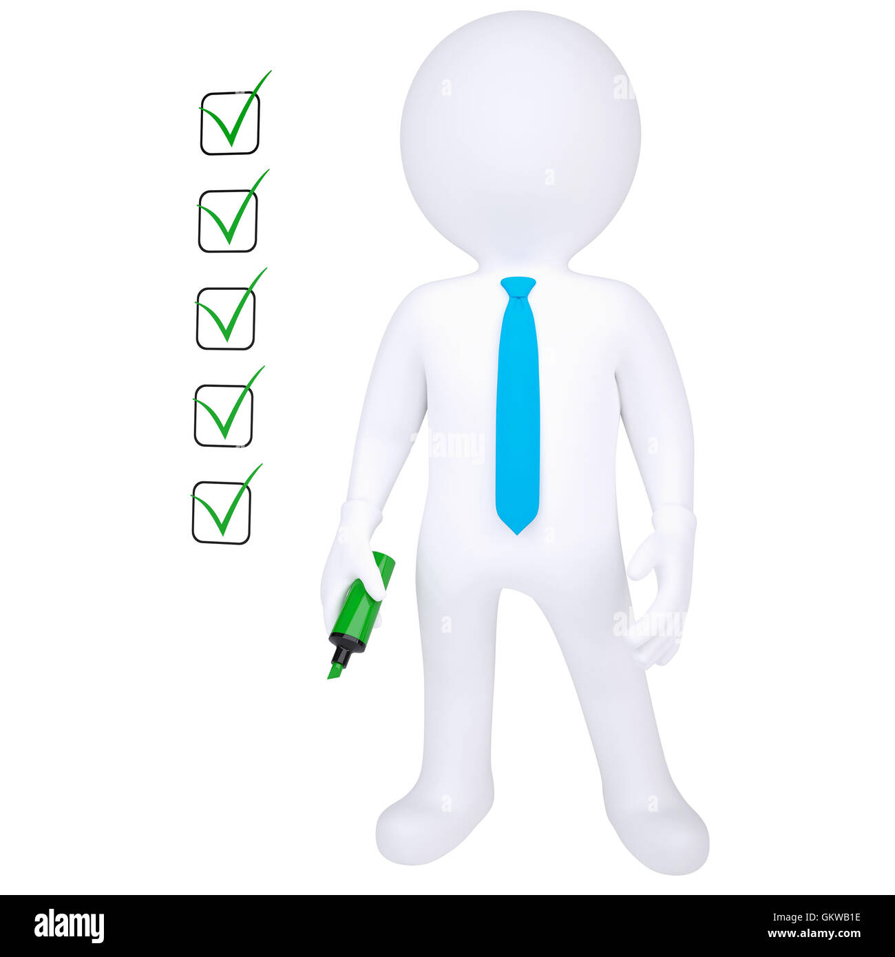 3d human with marker and check list Stock Photo - Alamy