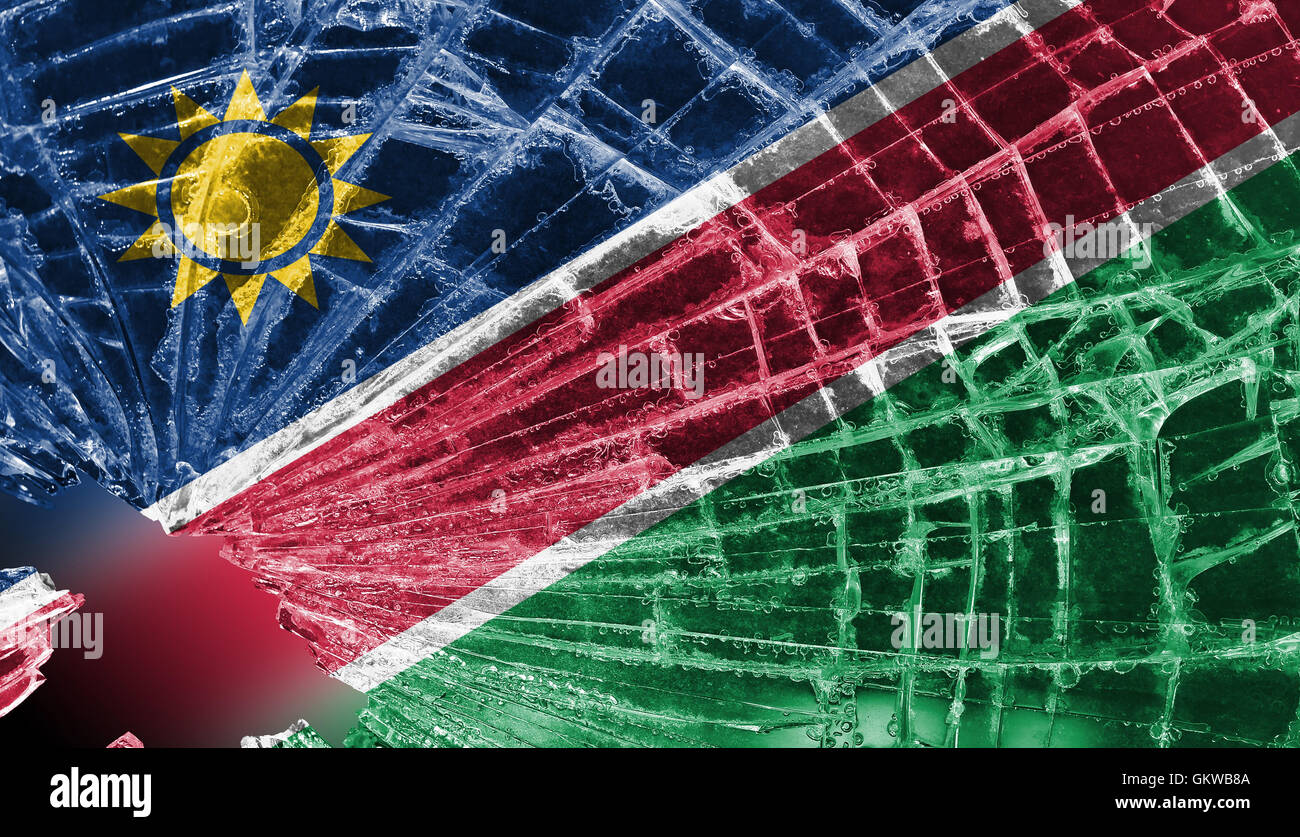 Broken glass or ice with a flag, Namibia Stock Photo - Alamy