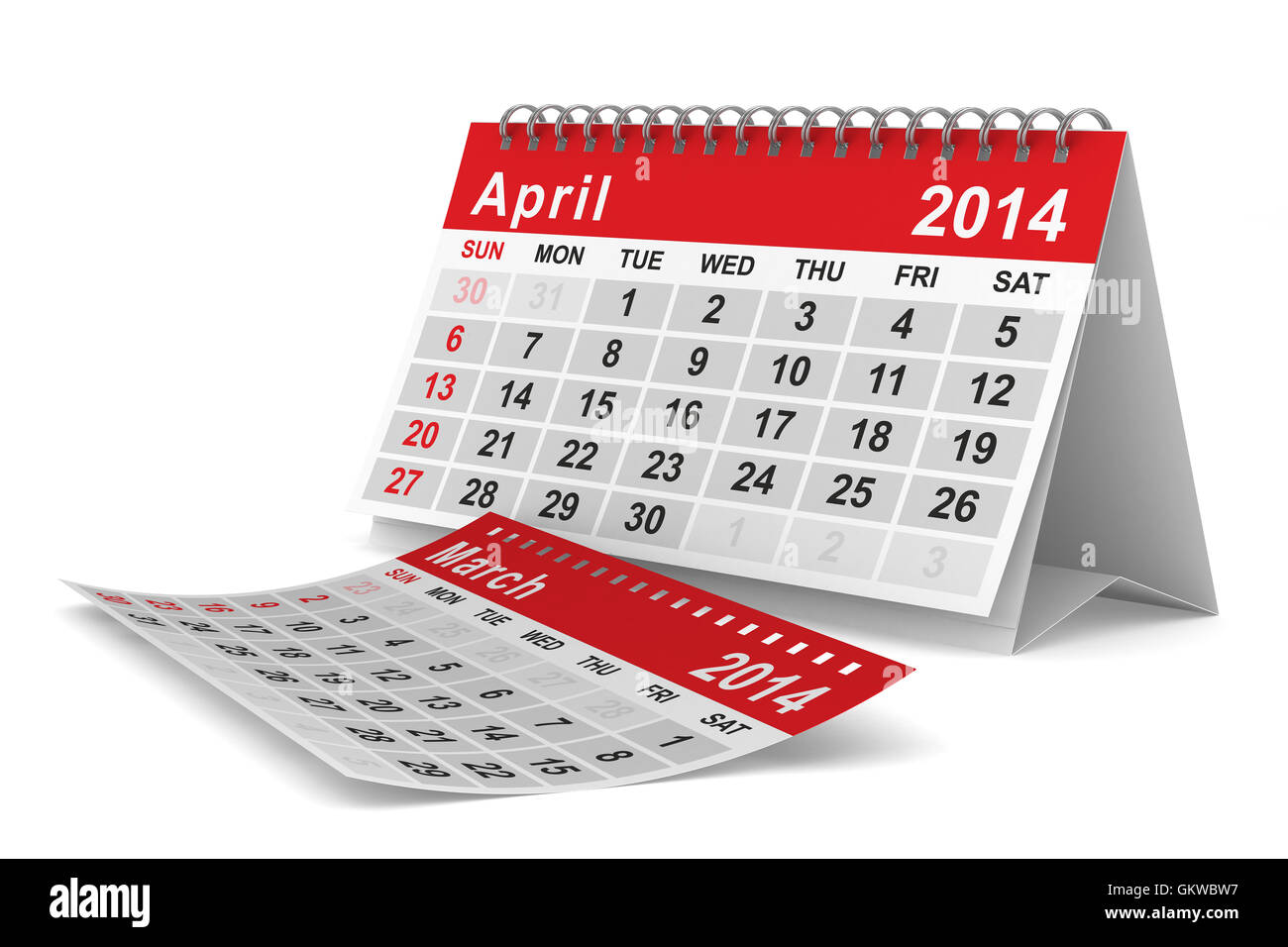 3d illustration april calendar hi-res stock photography and images - Alamy