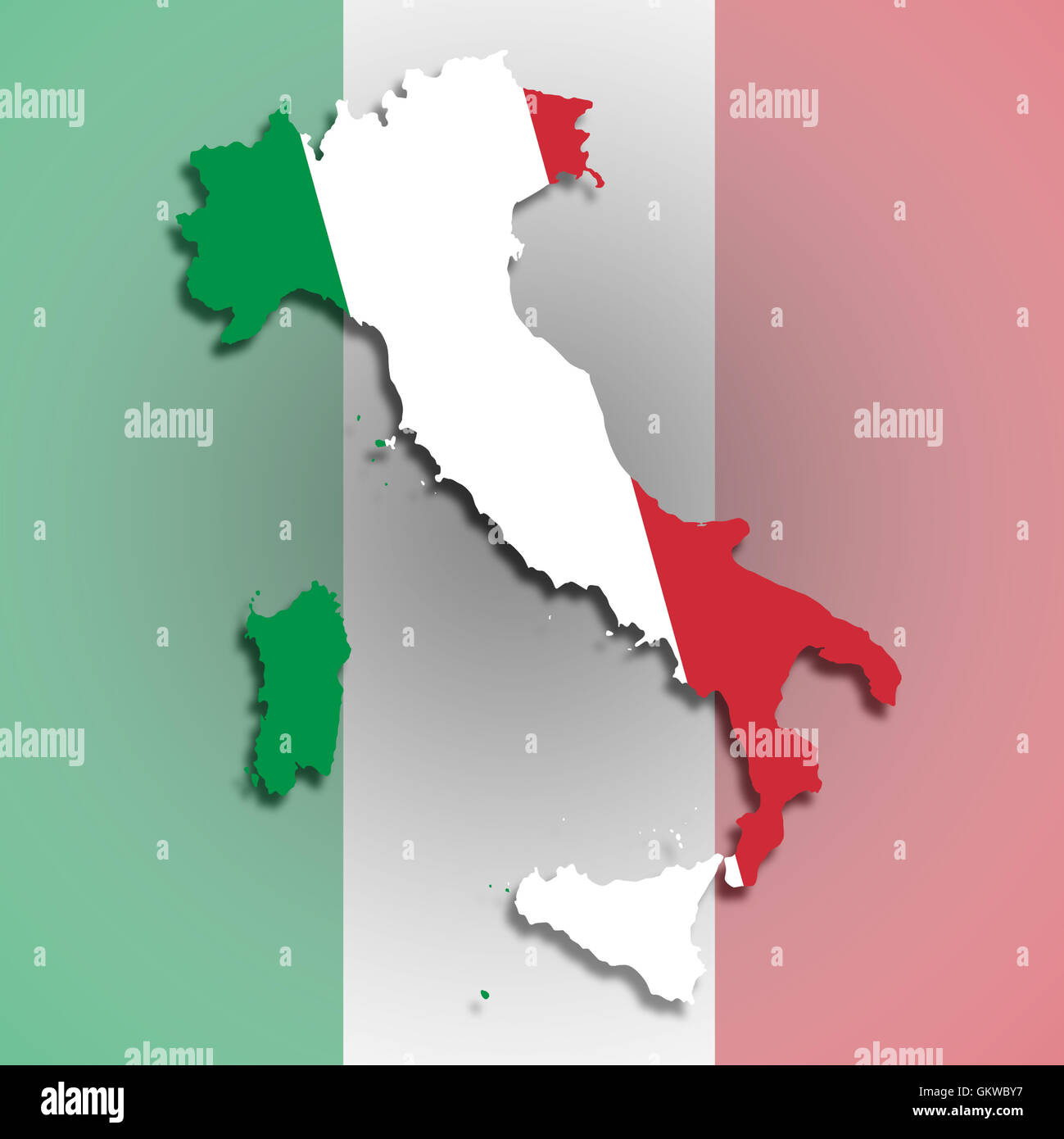 Map of Italy filled with flag Stock Photo - Alamy