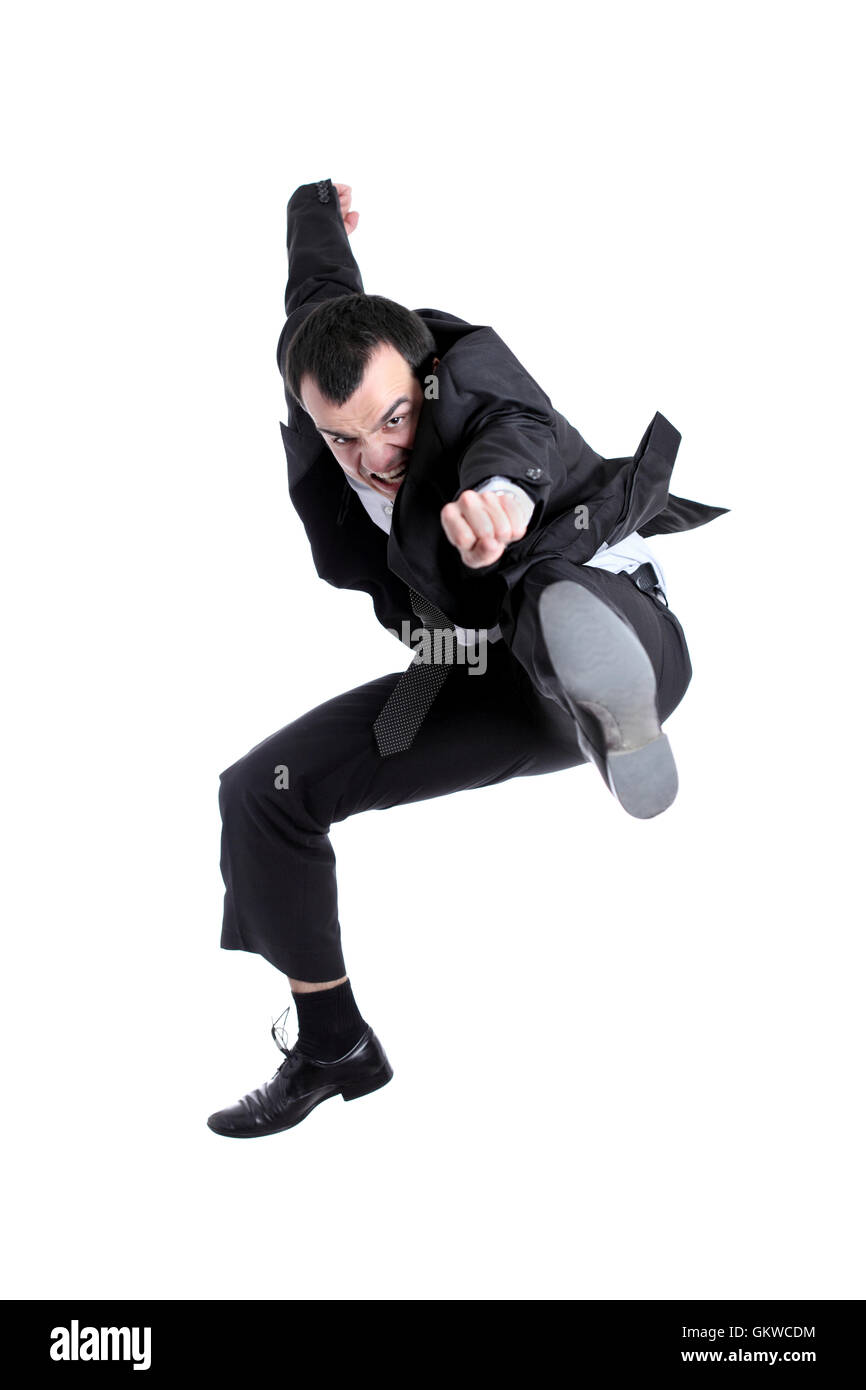 Stylish businessman jumping excitement hi-res stock photography and ...