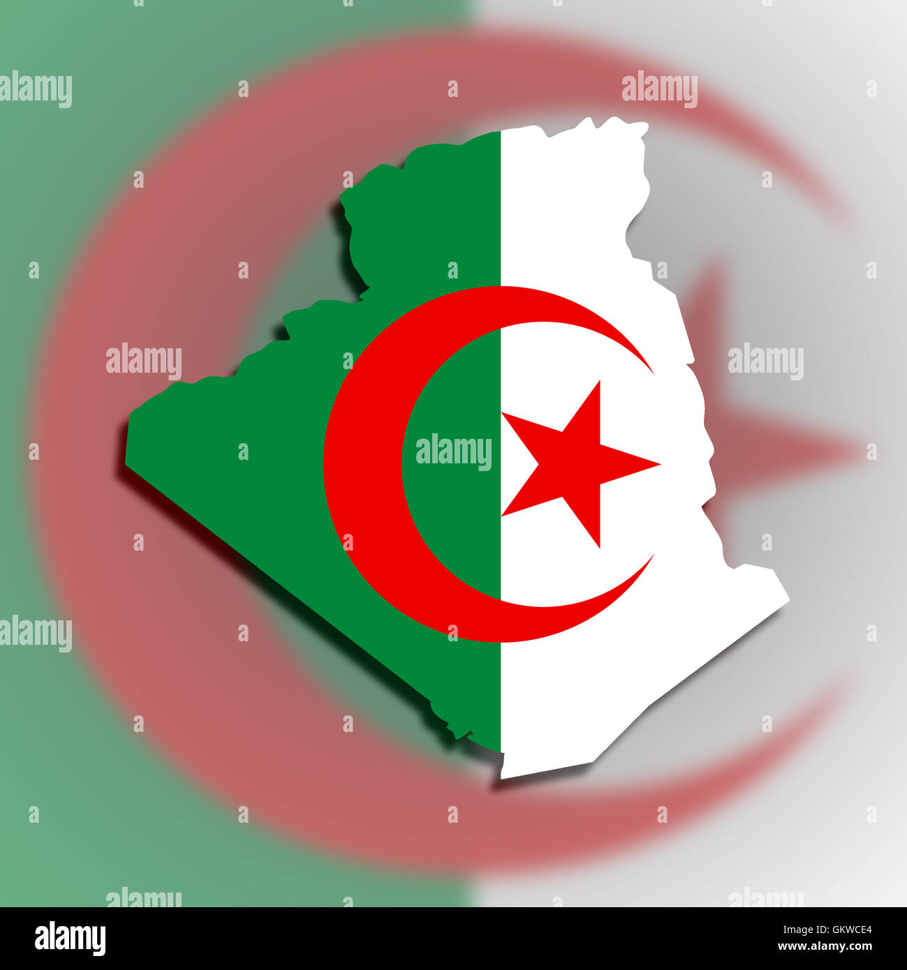 Map of Algeria filled with flag Stock Photo - Alamy